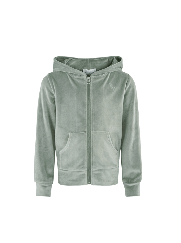 Vilje & Ve Hermine velour zip hoodie green - Engler og pirater